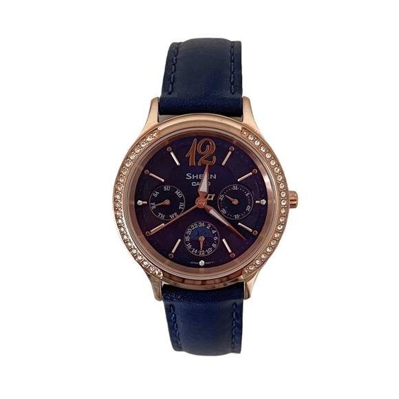 Sheen Casio | Accessories | Sheen Casio Navy Leather Womans Watch ...
